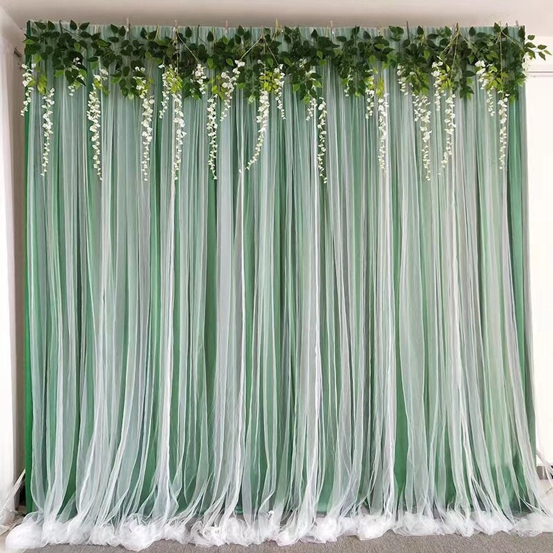 Custom Size Dark Green Chiffon Backdrop for Wedding Bridal - Etsy