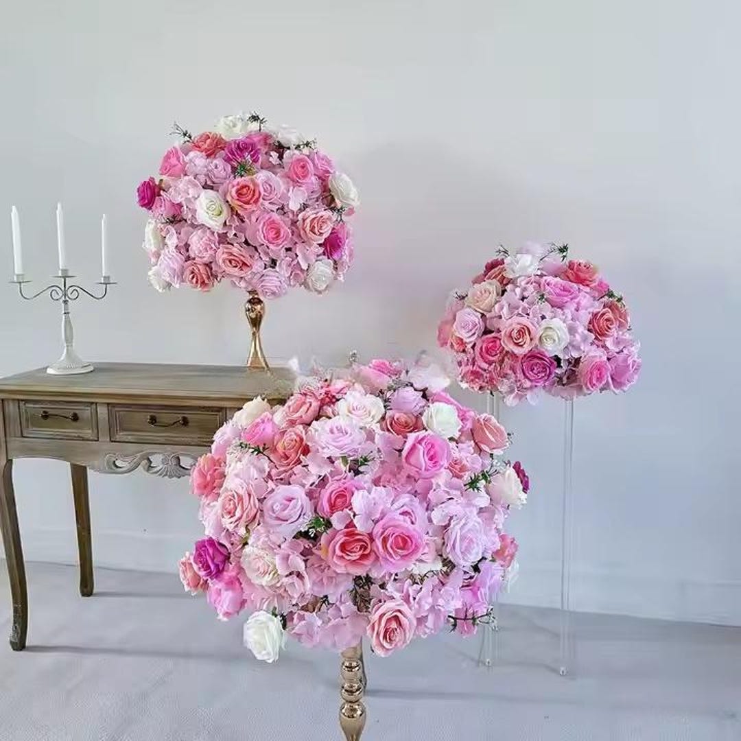 Hot Pink Floral Ball Table Centrepiece Artificial Flower Ball Wedding ...