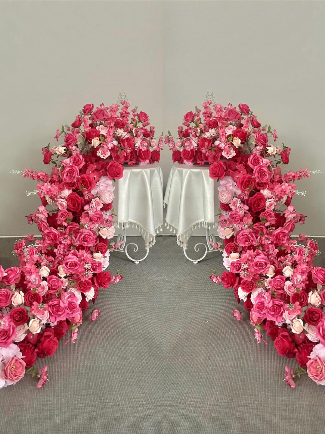 Hot Pink Rose Flower Runner,wedding Table Runner,wedding Flower Arch ...