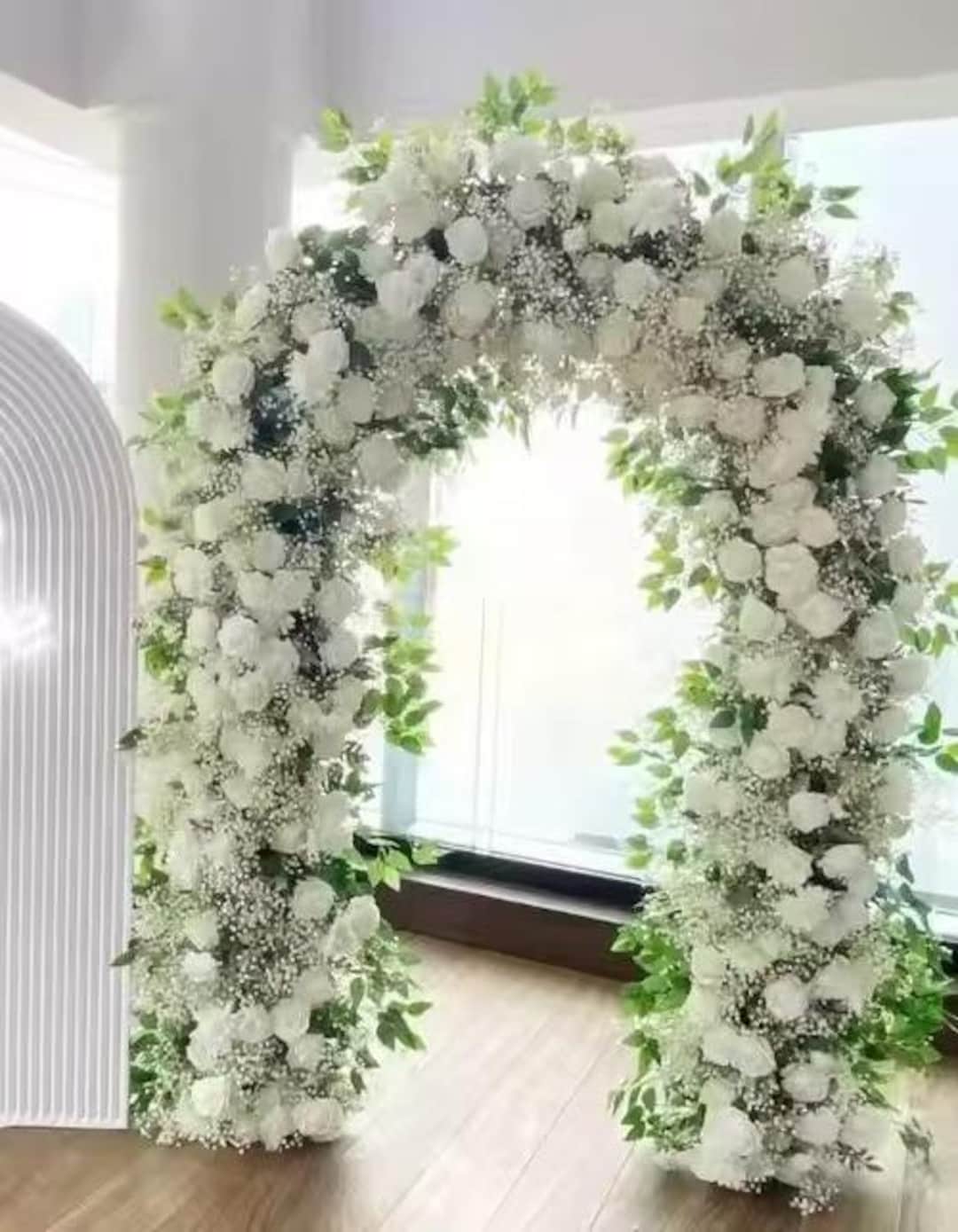 Baby Breath White Rose Flower Arch,table Flower Runner,wedding Flower ...
