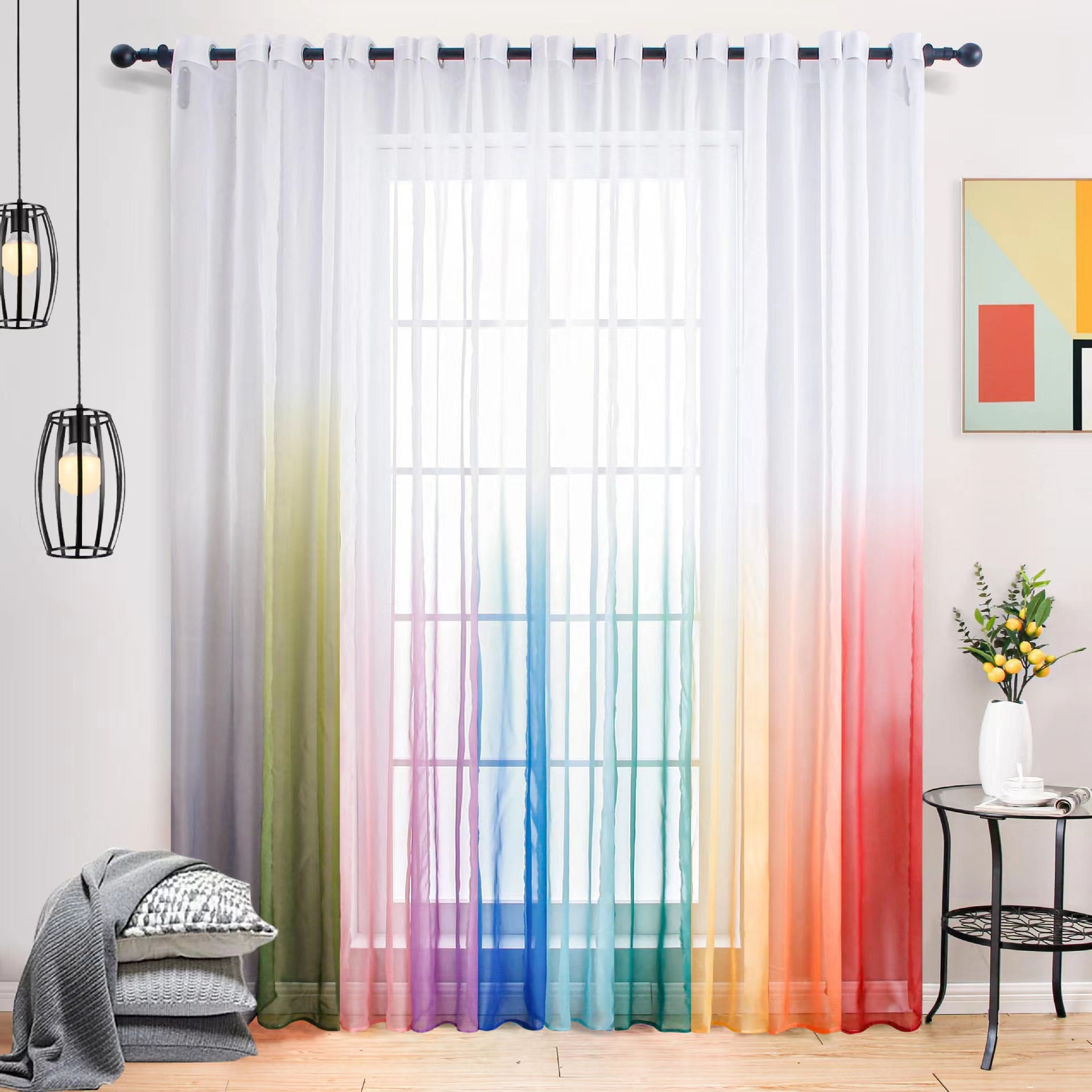 Sheer Panels Voile Colorful Tulle Custom Curtain Pair Sheer - Etsy