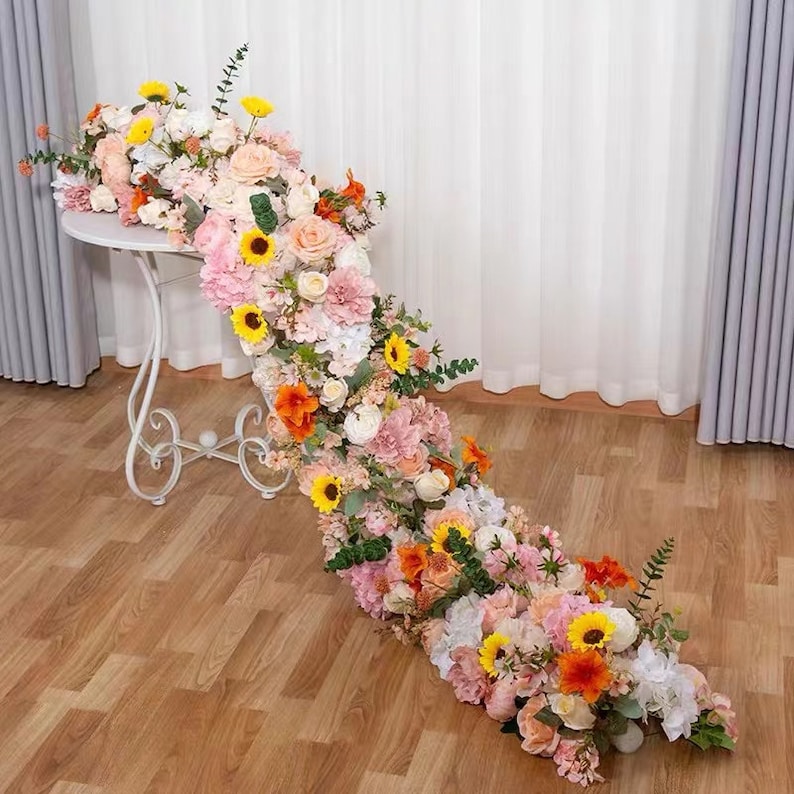 Ivory Wedding Reception Table Flower Runner,white Rose Floral Table ...