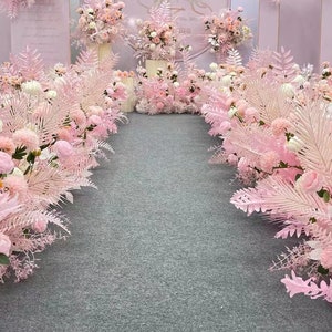 Pink Flower Table Runner,wedding Table Flower,artificial Flower Row ...