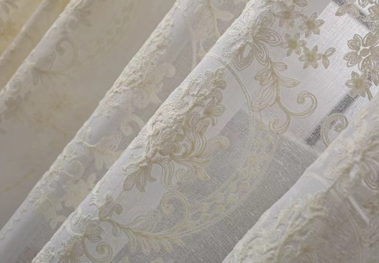 White Embroidery Flower Sheer Window Curtains Window Treatmets - Etsy