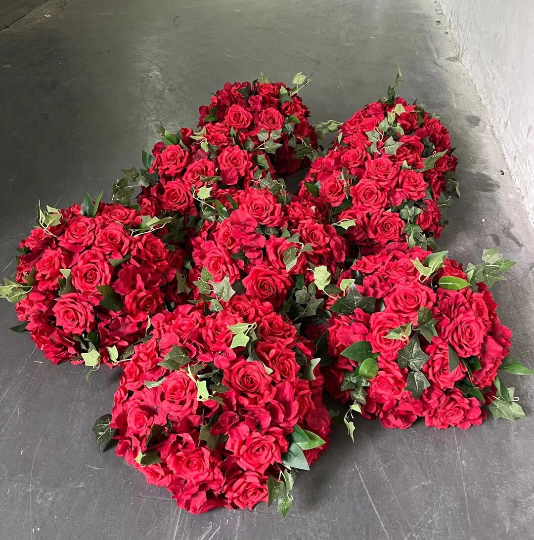 Red Rose Flower Ball Wedding Centerpieces Artificial Floral Ball ...
