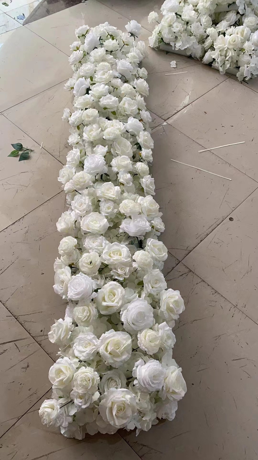White Floral Flower Runner,rose Wedding Flower Arrangements,aisle ...