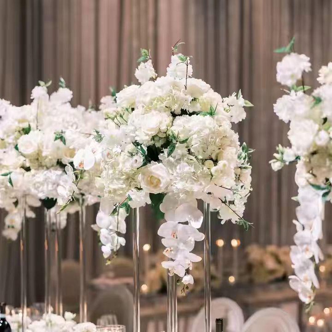 White Flower Ball Table Centrepiece White Rose Floral Ball Table Flower ...