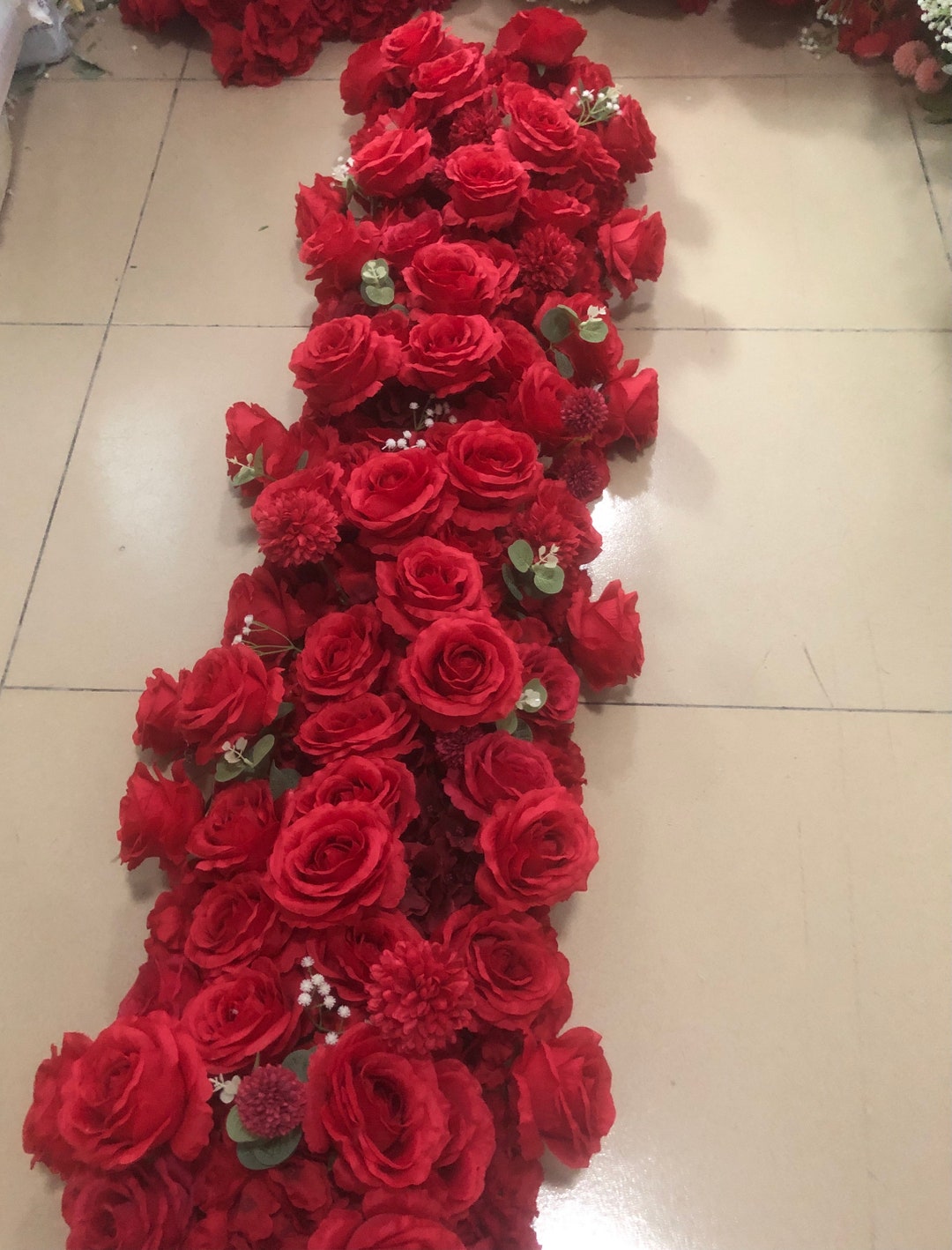 Red Rose Flower Garland,table Flower Runner,flower Wedding Reception ...