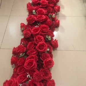 Red Rose Flower Garland,table Flower Runner,flower Wedding Reception ...