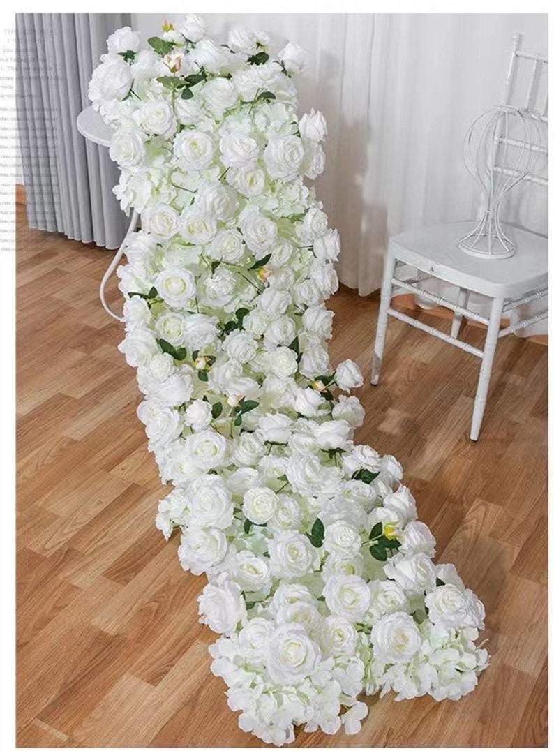 Flower Table Runner White Hydrangea Rose Wedding - Etsy