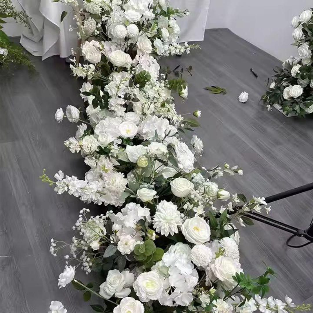 Greenery Ivory White Floral Flower Runner,wedding Flower Garland ...