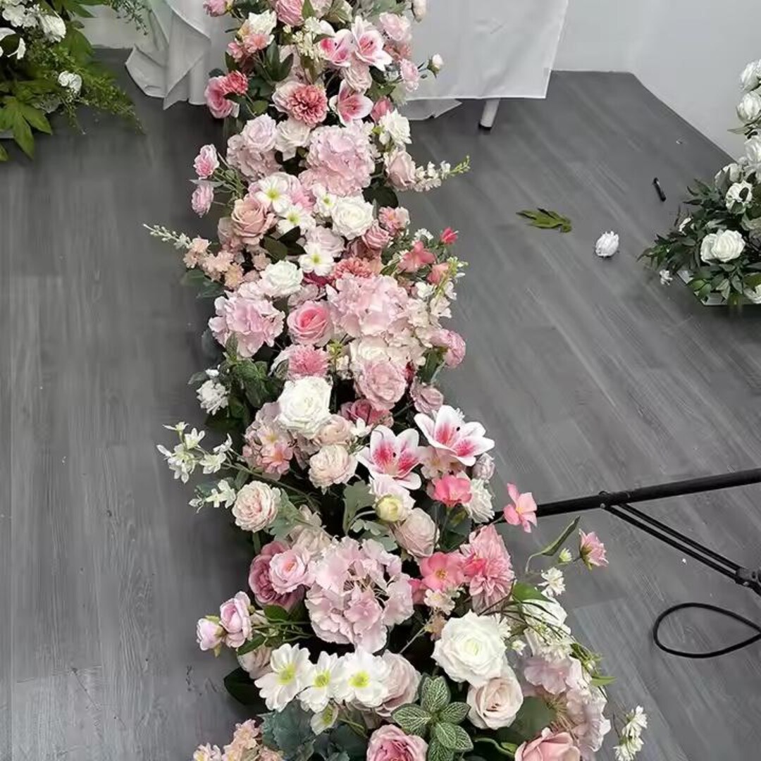 Pink Floral Flower Runner,wedding Flower Arrangements,aisle Runner ...