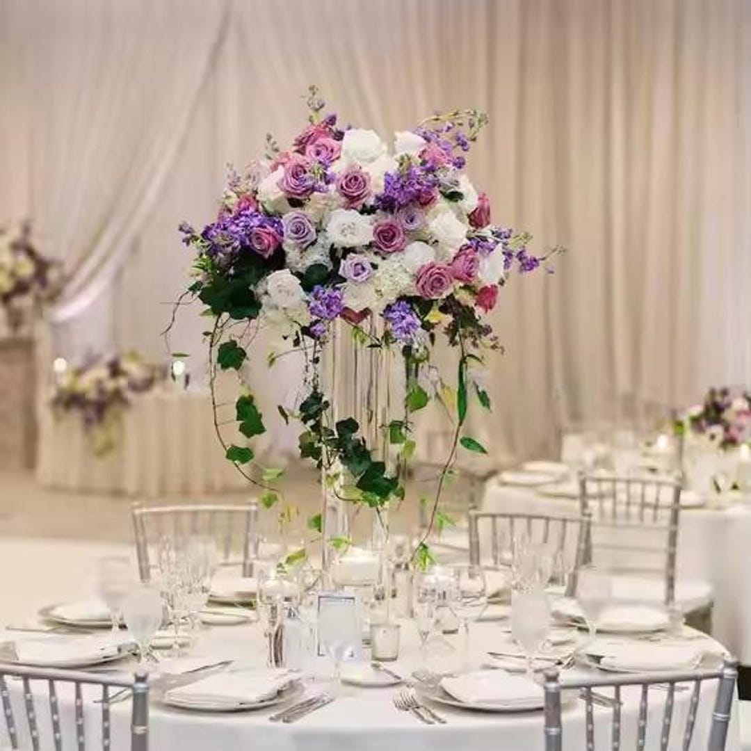 Purple White Flower Ball Table Centrepiece Floral Ball Table Flower ...