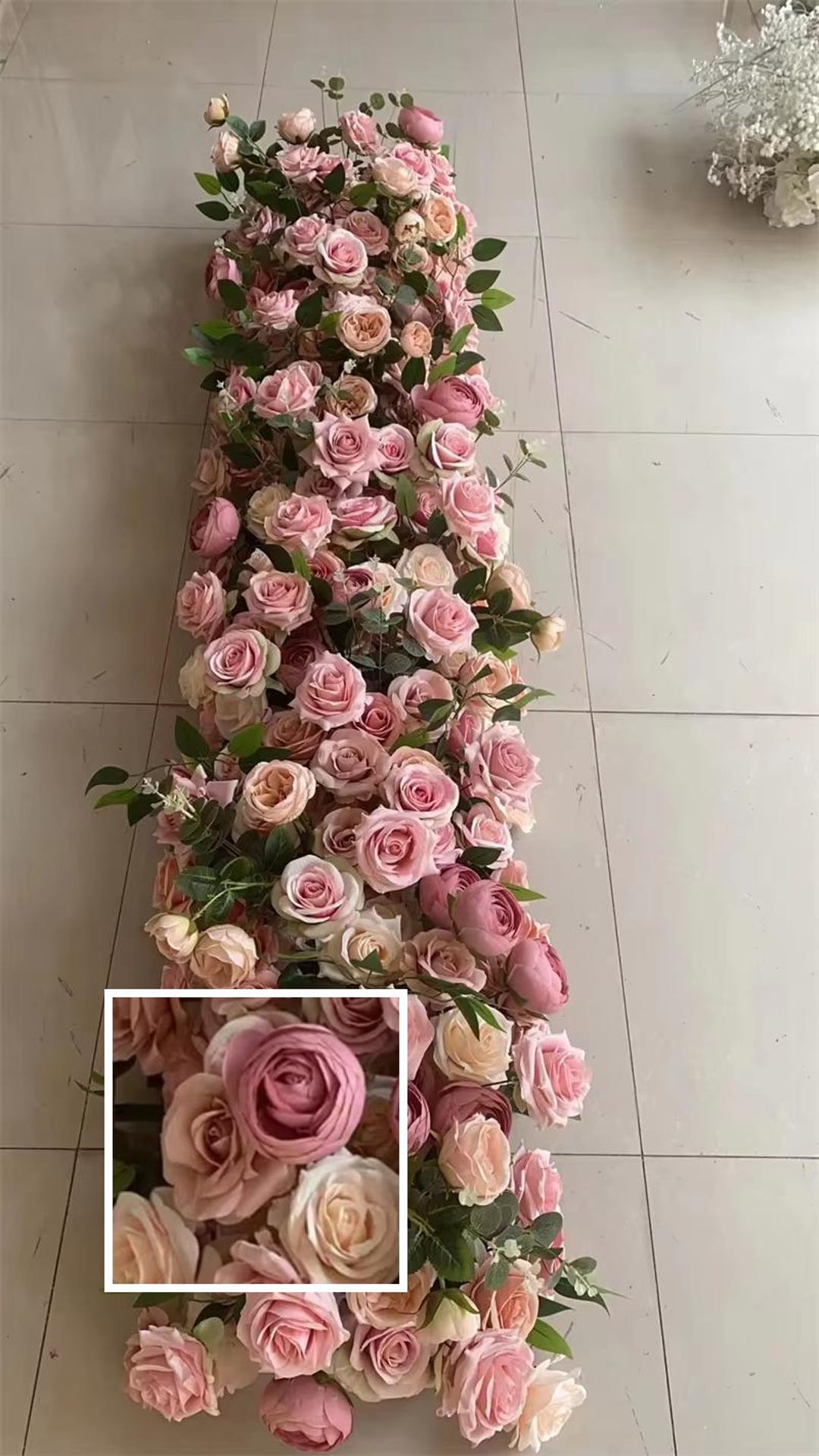 Blush Pink Rose Flower Garland,table Flower Runner,flower Wedding ...