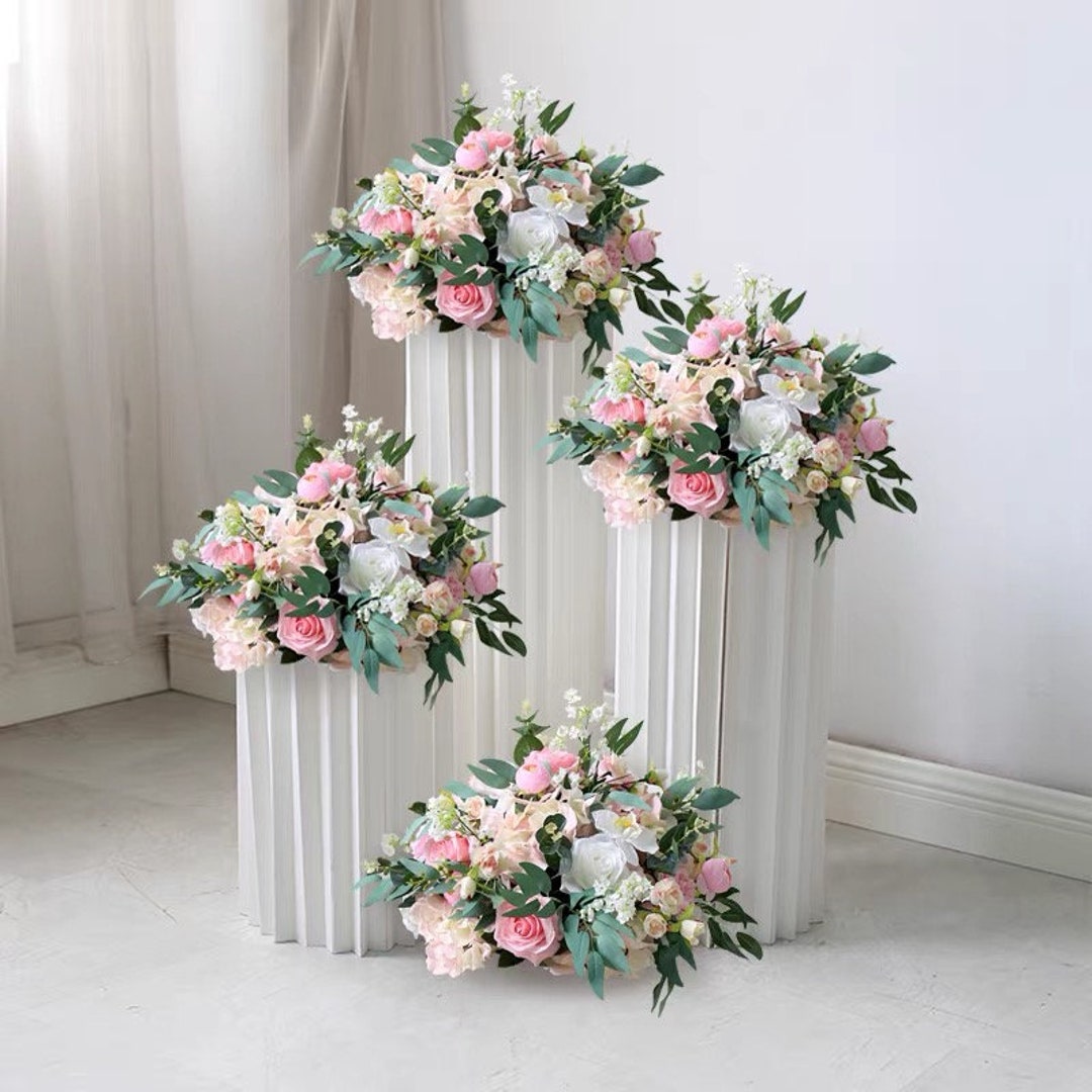 White Pink Flower Ball Table Centrepiece Floral Ball Table Flower Ball ...