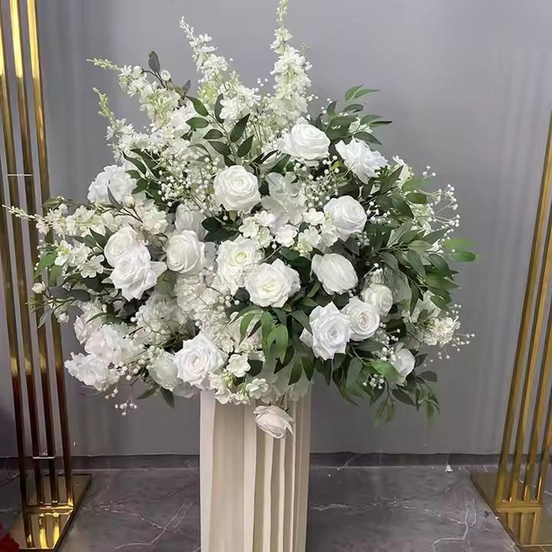 White Flower Ball Table Centrepiece Silk Floral Ball Table Flower Ball ...