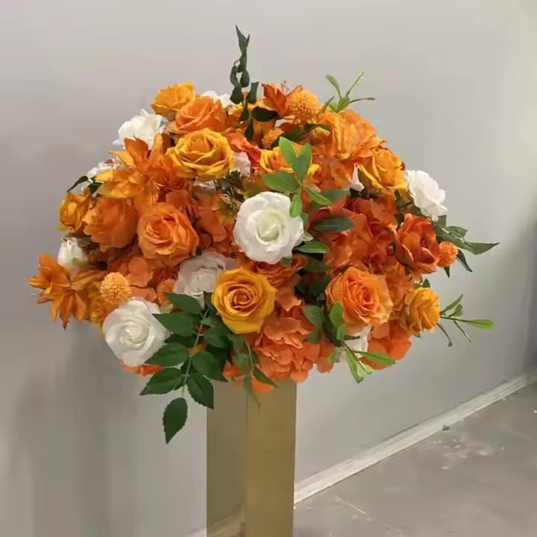 Autumn Orange Floral Ball Table Flower Ball Wedding Flower Arrangement ...