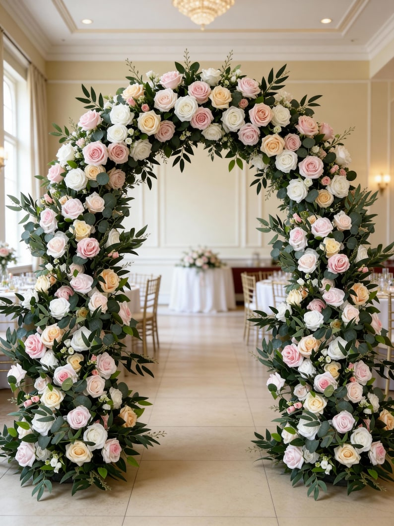 Greenery White Rose Flower Arch,wedding Archway Floral - Etsy