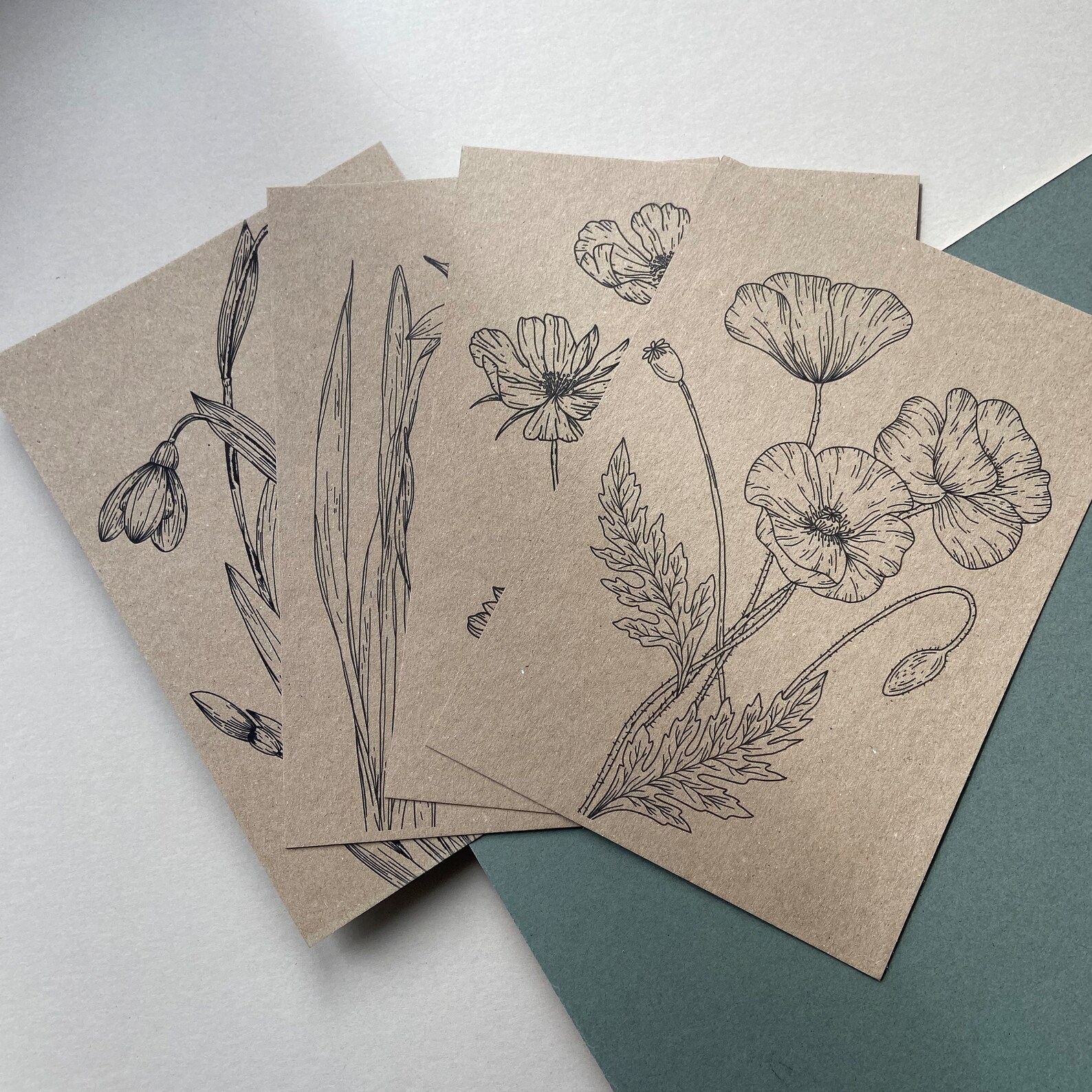 March Birthday Flower Print, Hand Drawn Daffodil A5 Print, A4 Kraft Art ...