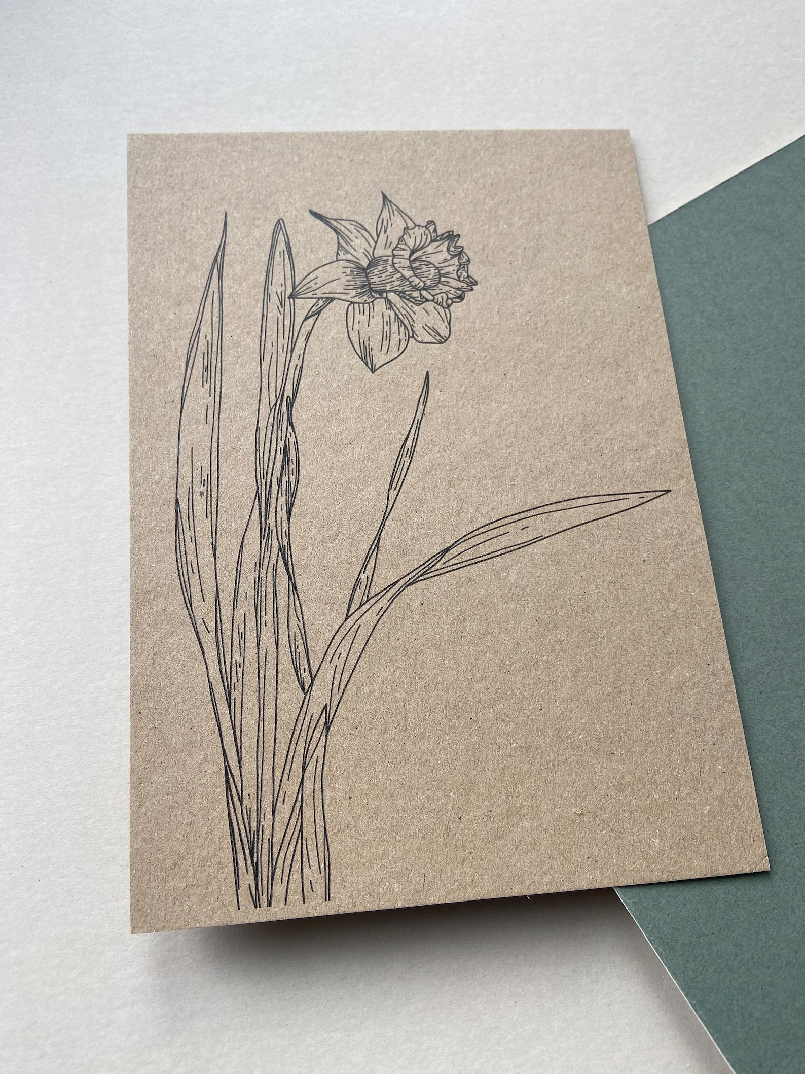 March Birthday Flower Print, Hand Drawn Daffodil A5 Print, A4 Kraft Art ...