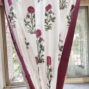 Poppy Flower Print Curtains/ Block Printed Curtain/ Bohemian Curtains ...