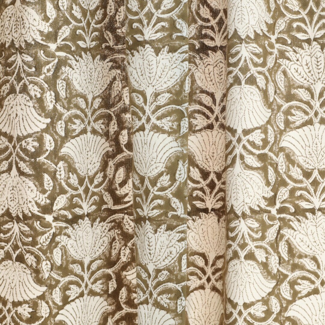 Cotton Long Curtain Panels With Hand Block Printed Semi-sheer Living ...