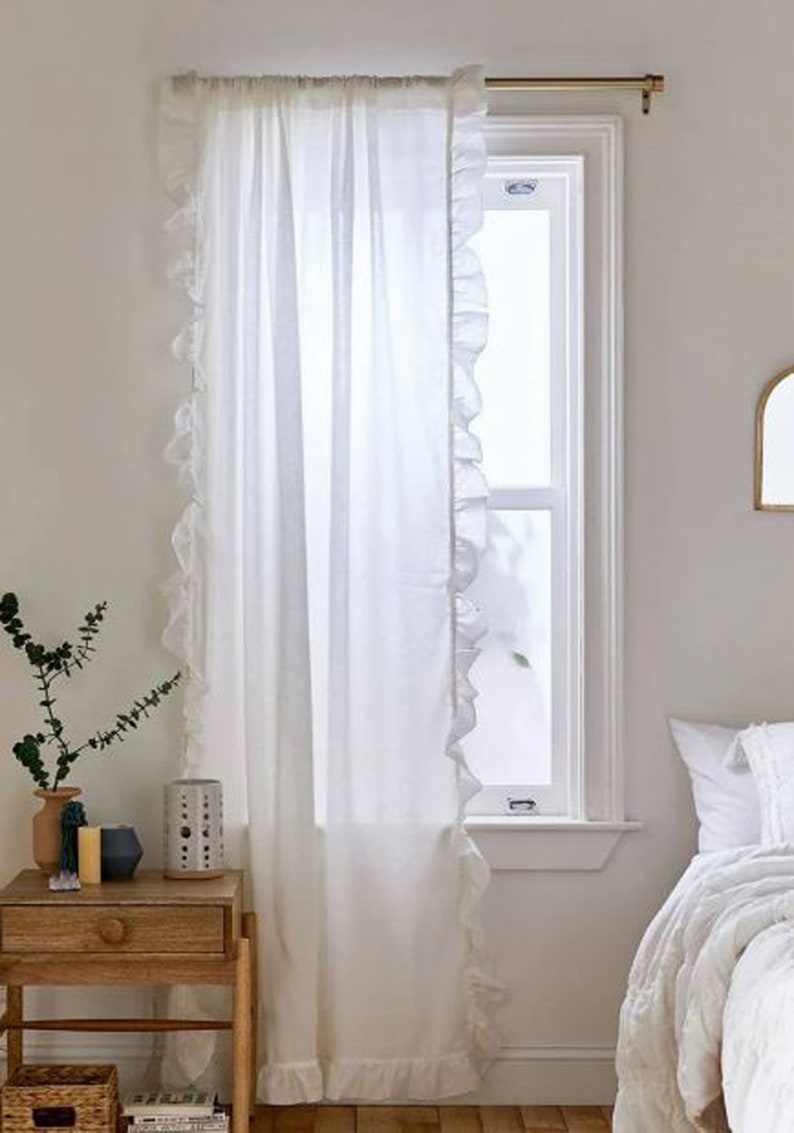 French Ruffled Cotton Curtain Panel ruffled Curtains - Etsy