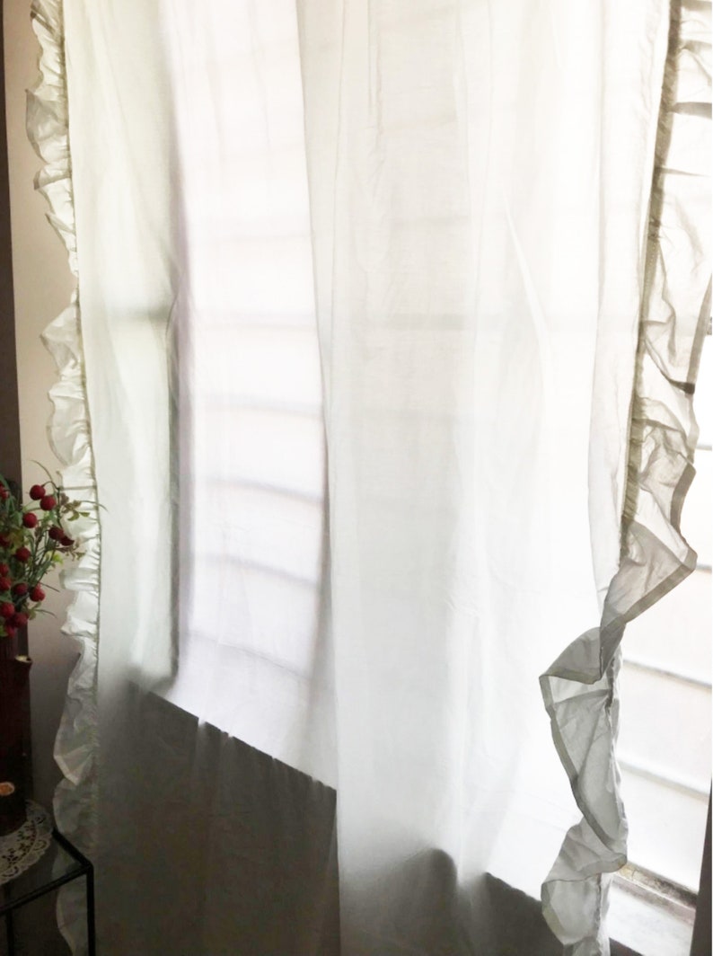 French Ruffled Cotton Curtain Panel ruffled Curtains - Etsy