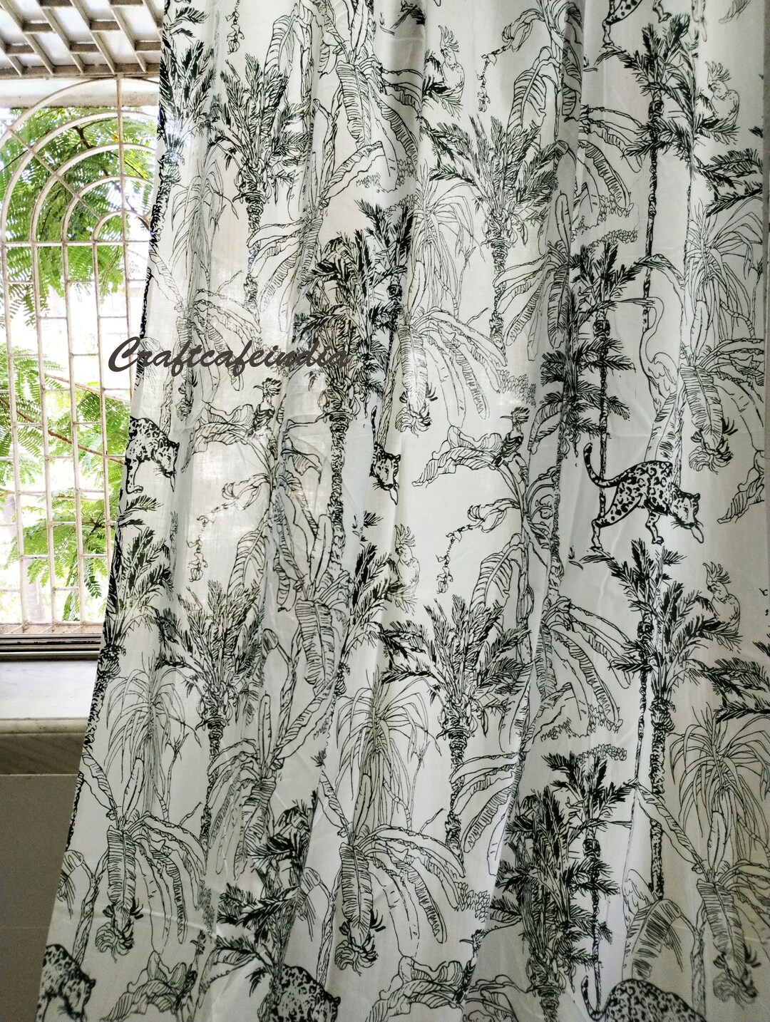 Minimalist Rainforest Boho Curtains Featuring Jungle Animals and ...