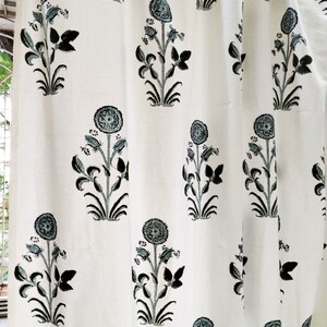 Block Print Curtains, Floral Canvas Drapes Curtain, Heavy Weight ...