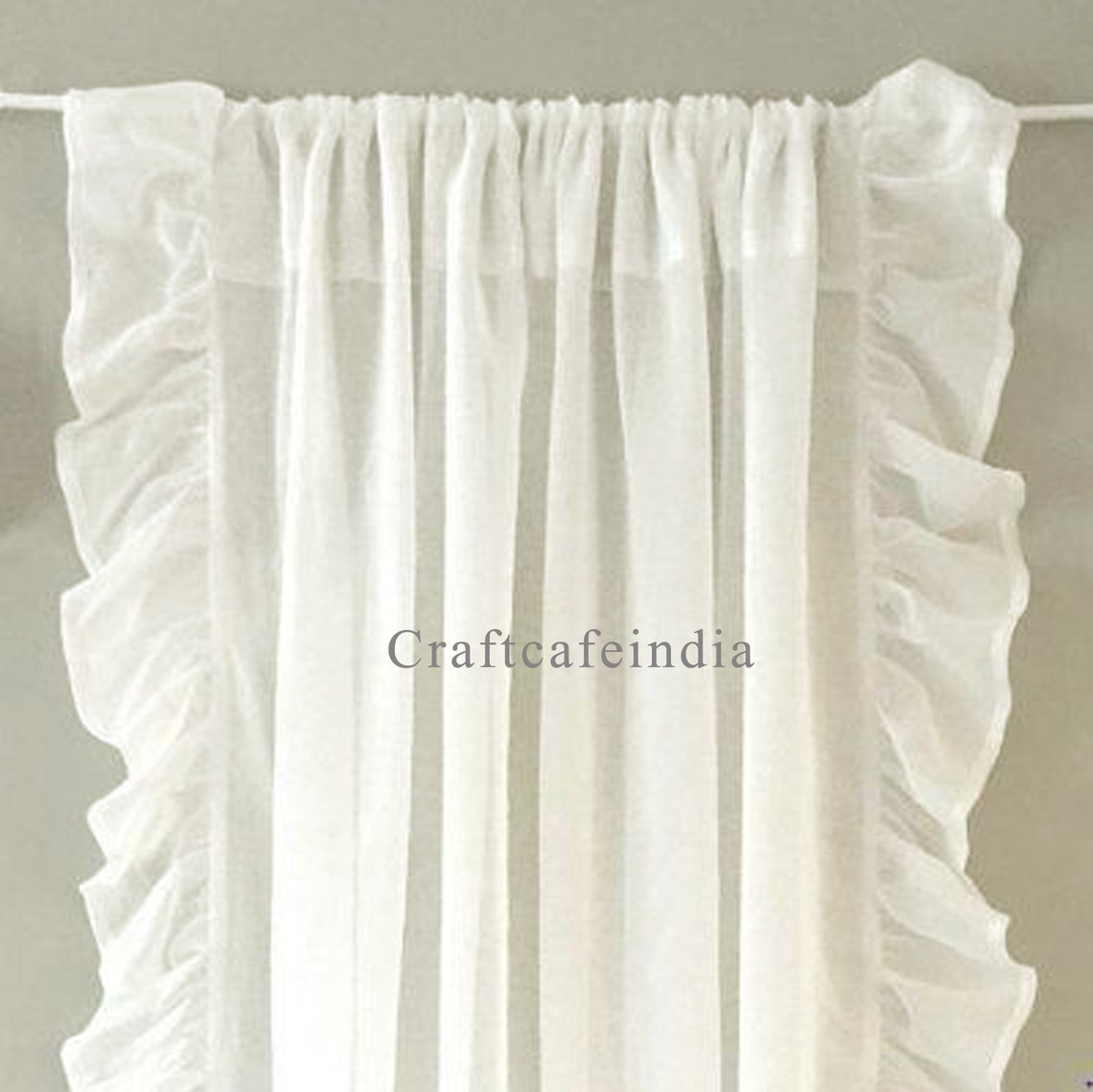 French Ruffled Cotton Curtain Panel ruffled Curtains - Etsy
