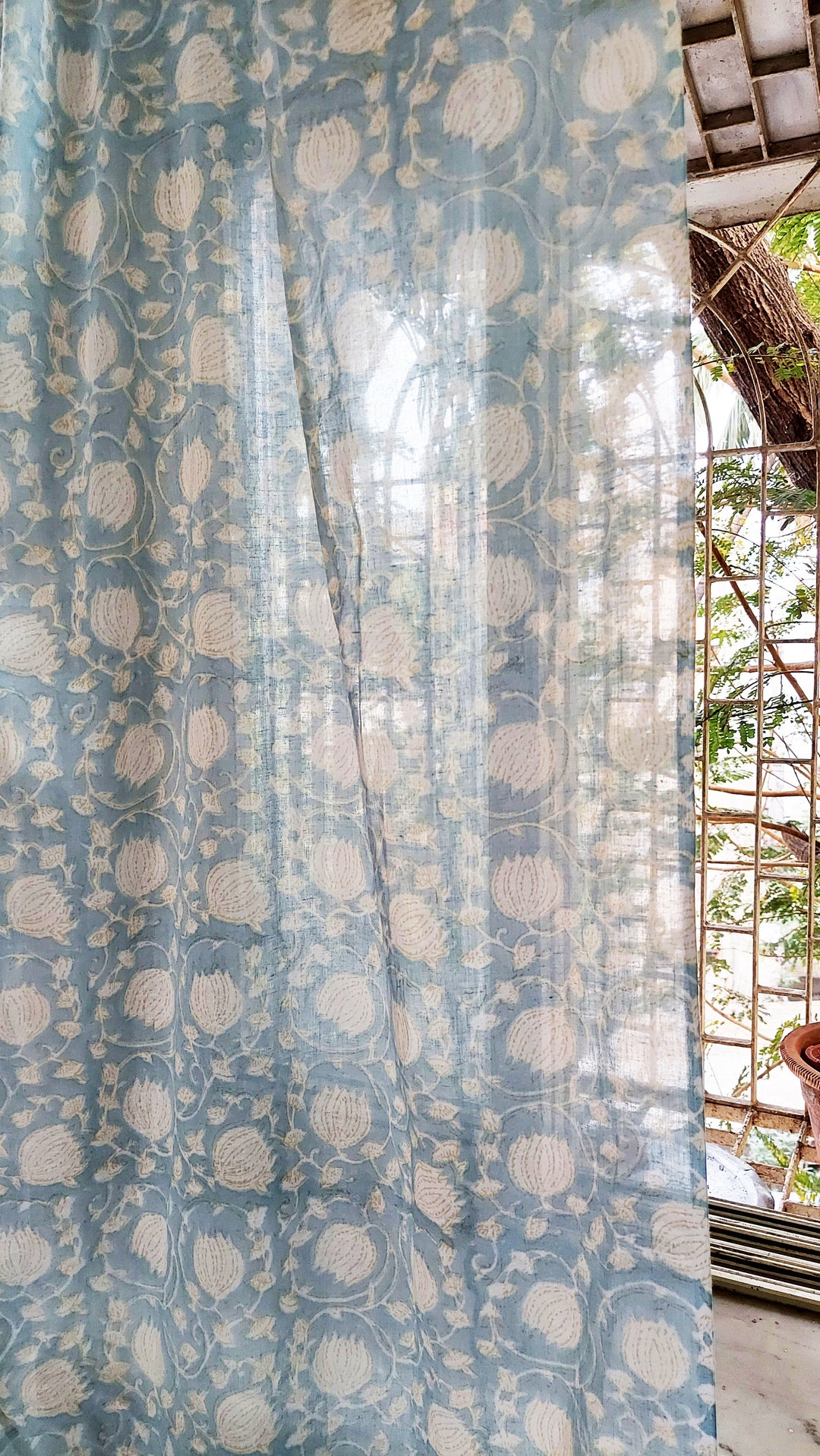 Hand Block Printed Indian Curtains/ Semi Sheer Curtains/ Bohemian ...