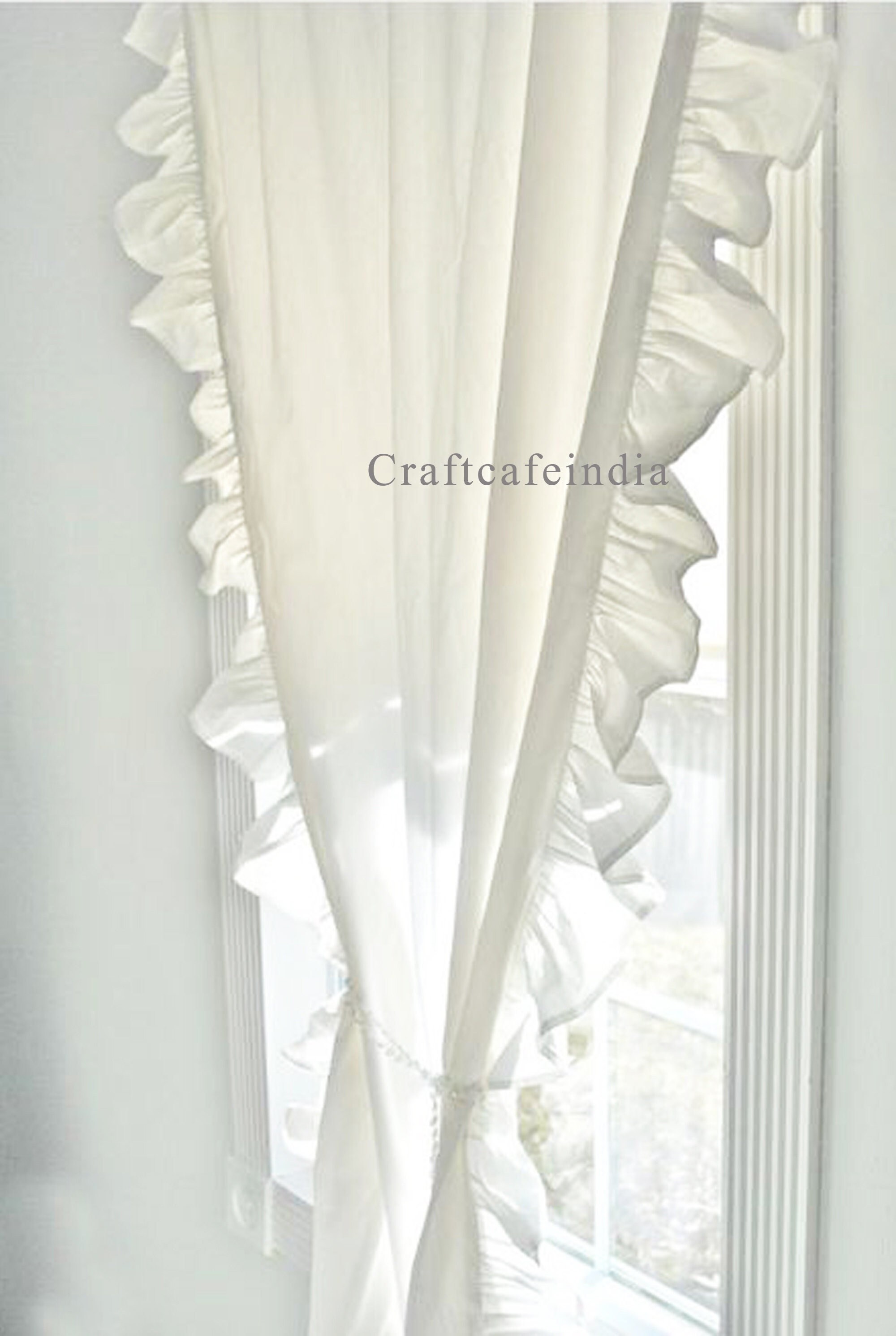 French Ruffled Cotton Curtain Panel ruffled Curtains - Etsy