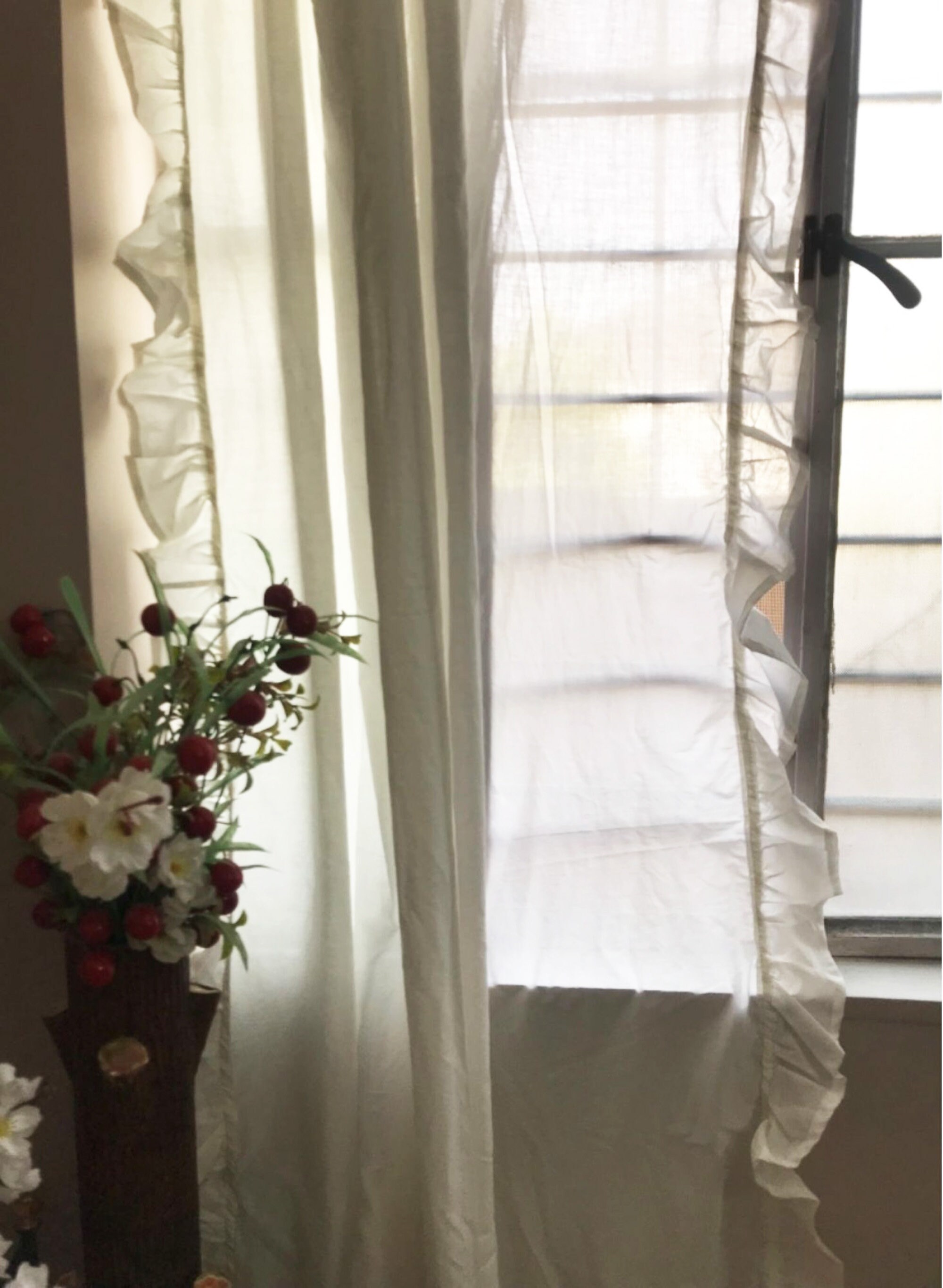 French Ruffled Cotton Curtain Panel ruffled Curtains - Etsy