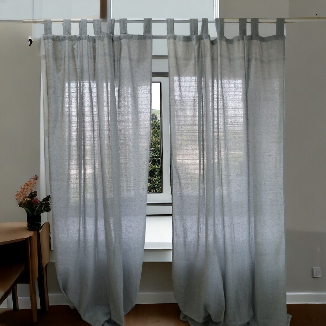 Powder Blue Linen Curtain Panel for Living Room, Custom Size Linen ...