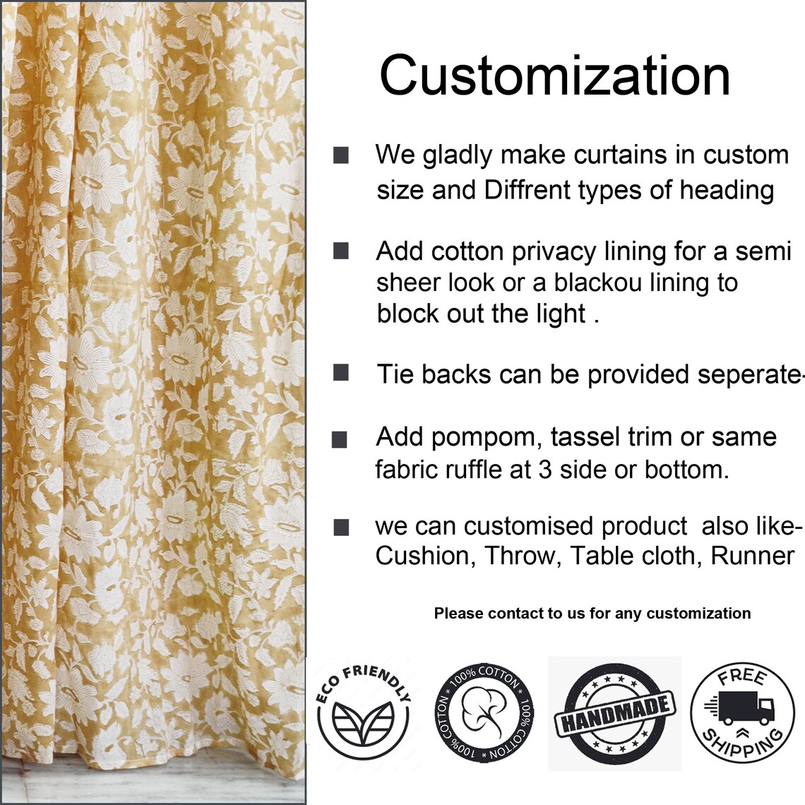 French Ruffled Cotton Curtain Panel ruffled Curtains - Etsy