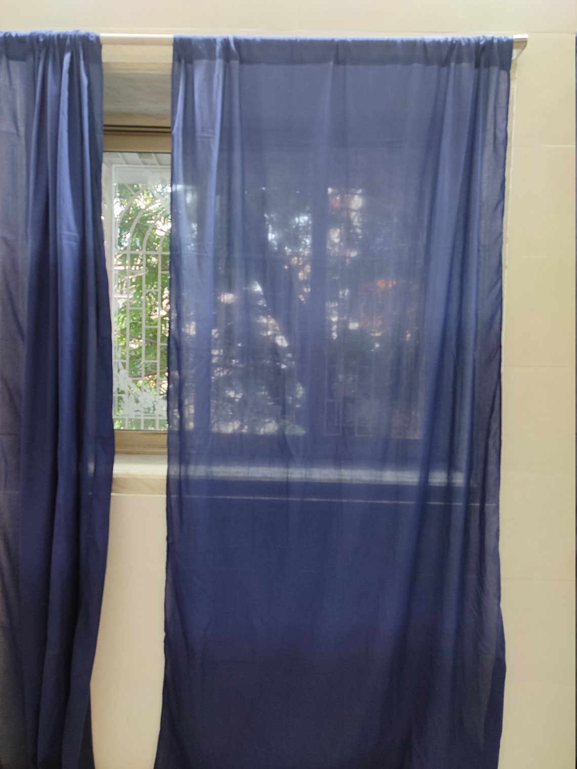 Sheer Ombre Curtains/ Indigo Dip Dye Indian Curtains / Custom - Etsy