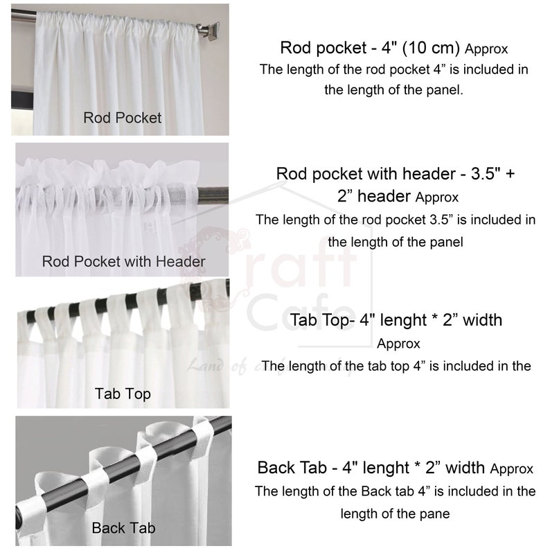 Custom Curtain Header Style Add-on: Rod Pocket, Tab Top, Grommet - Etsy