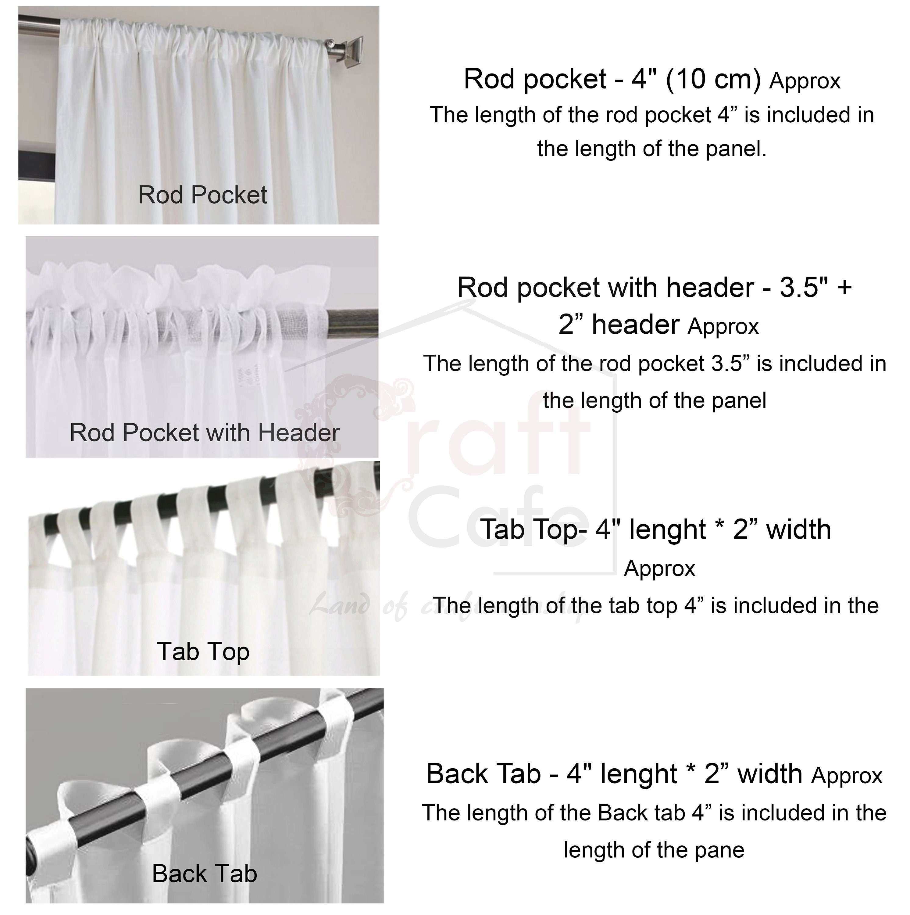 Custom Curtain Header Style Add-on: Rod Pocket, Tab Top, Grommet - Etsy