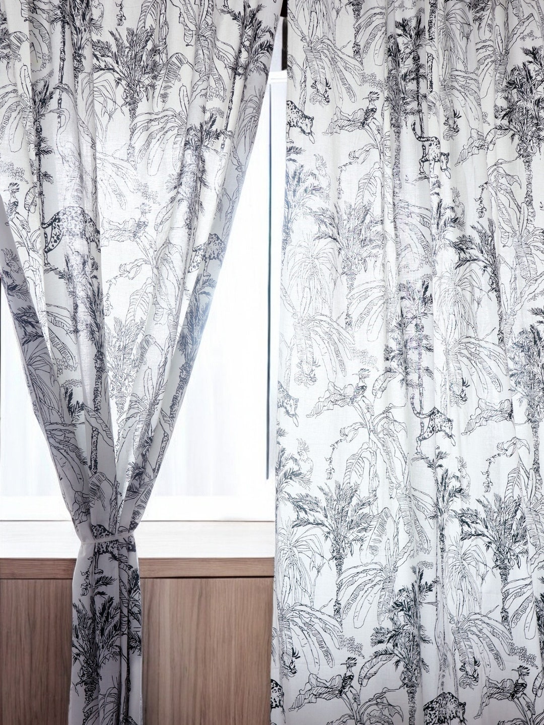 Minimalist Rainforest Boho Curtains Featuring Jungle Animals and ...