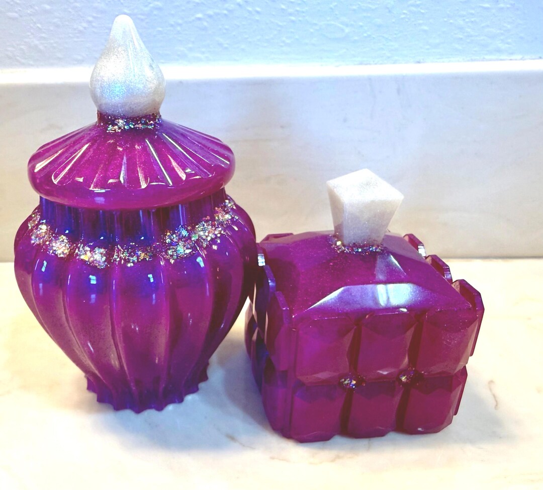 Decorative Retro Magenta Resin Container Jar Set Storage Jewelry Box - Etsy