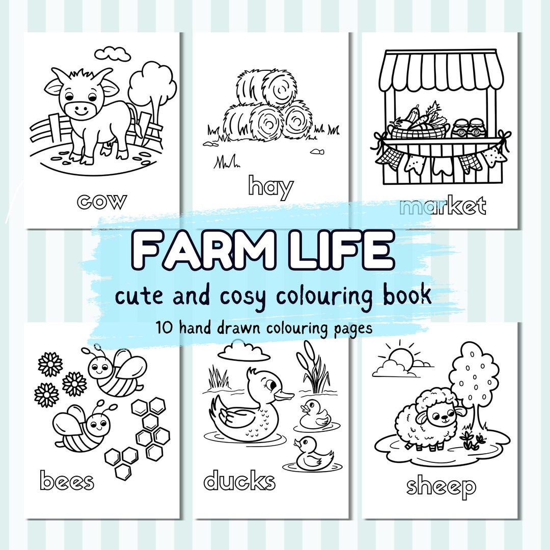 Farm Life Coloring Book for Kids Vol. 3 | 10 Printable Bold and Easy ...