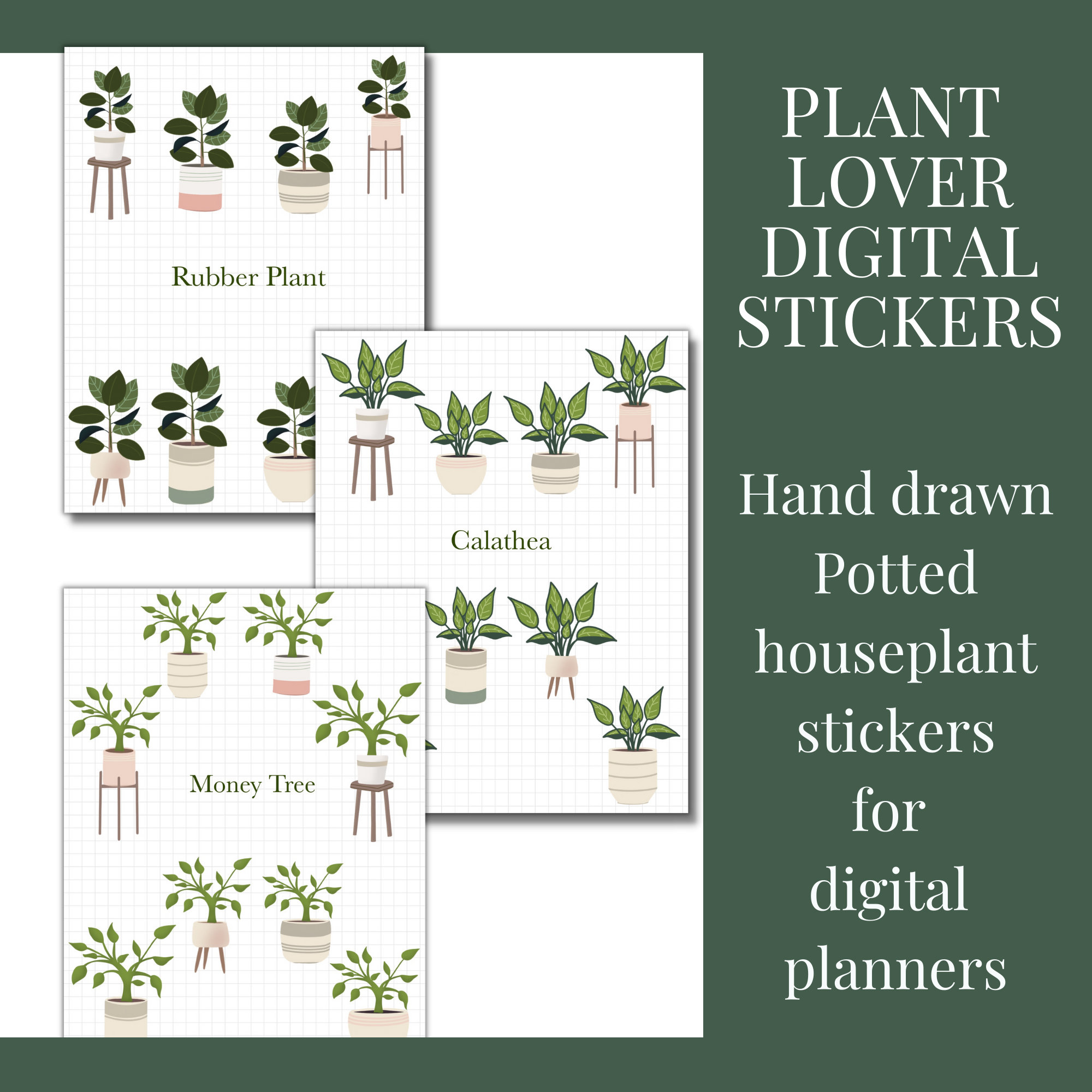 Plant Digital Stickers Potted Plant Stickers Goodnotes - Etsy