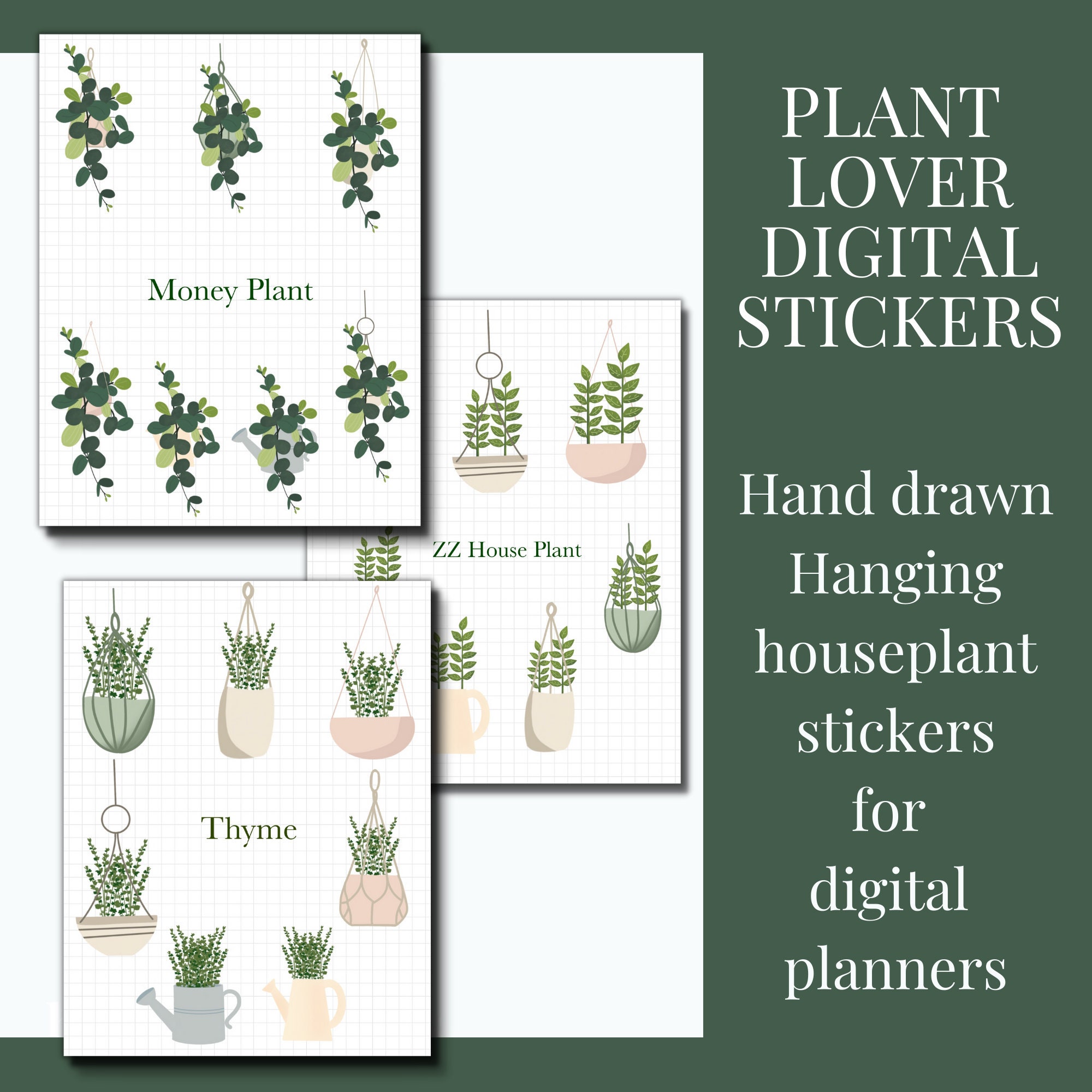 Plant Digital Stickers | Potted Plant Stickers | Goodnotes Pre-cropped ...