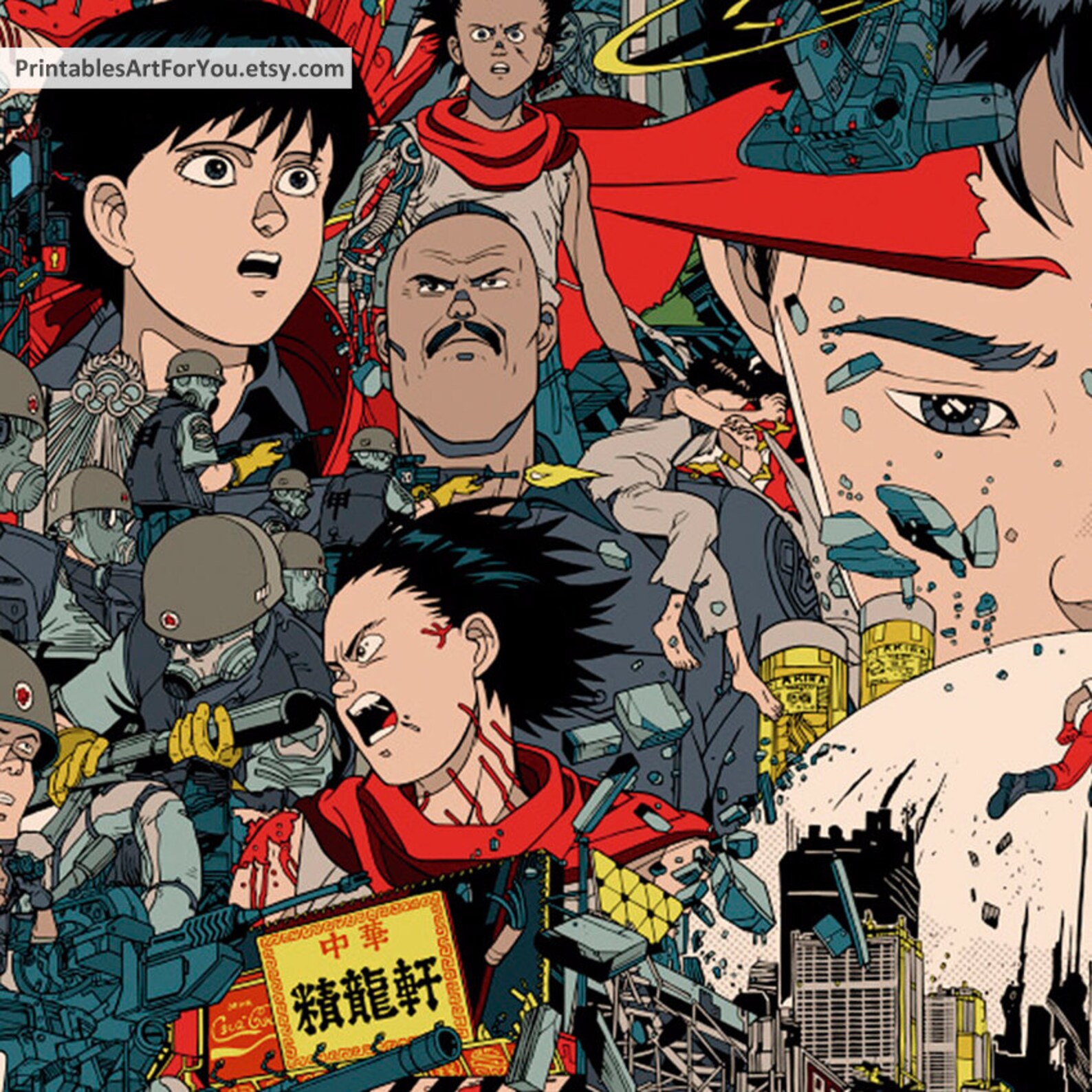 Akira arte imprimible Póster anime manga dibujo | Etsy