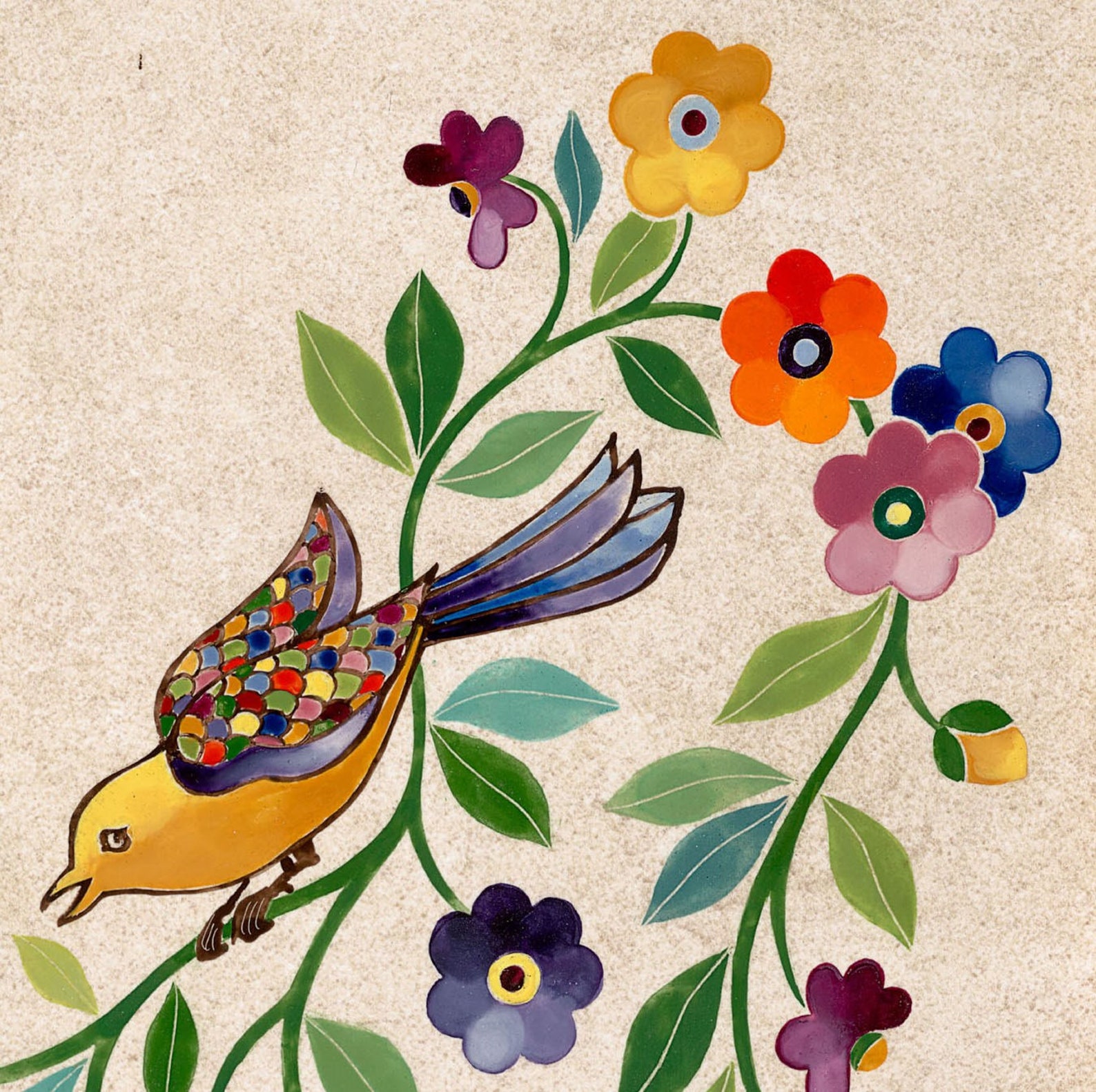 4 azulejos de cerámica con flores y pájaros boho - Etsy España