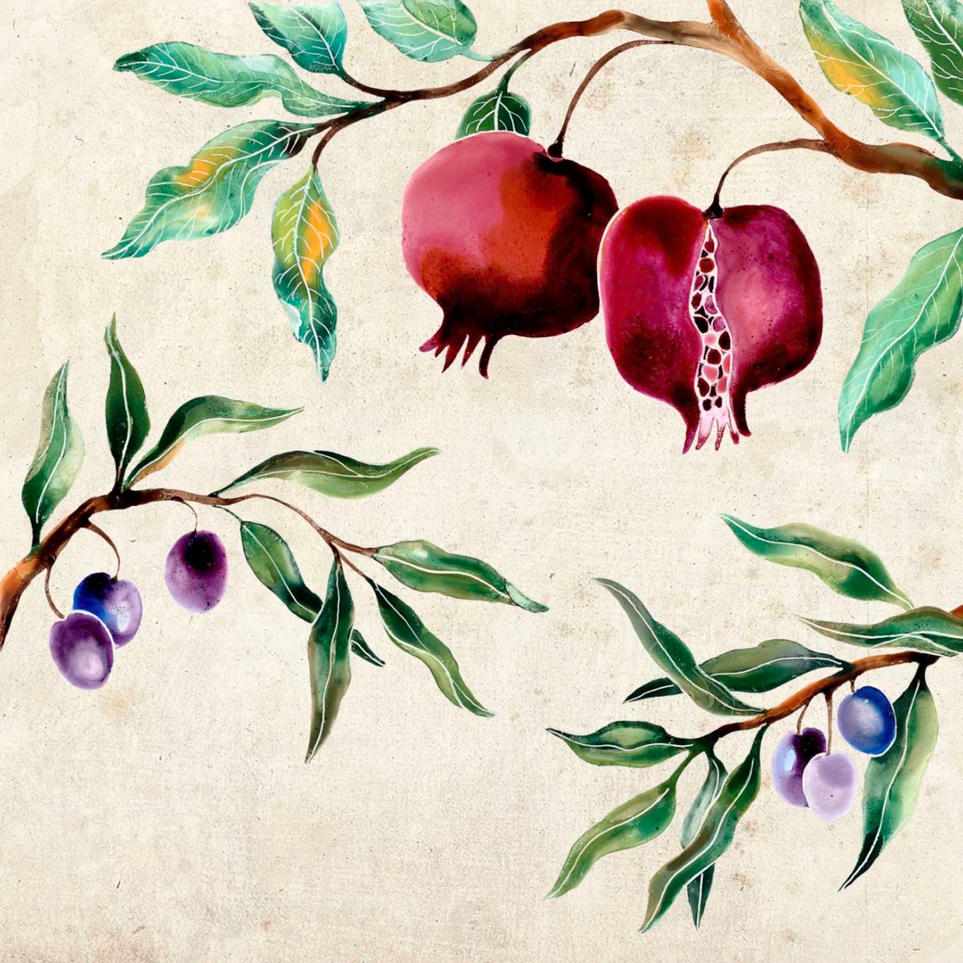 Pomegranate Decorative Tile, Ceramic Wall Art, Judaica Home Decor ...