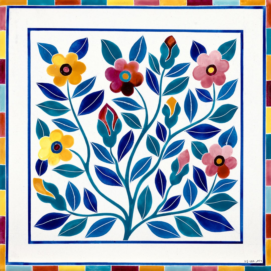 Floral Decorative Ceramic Wall Tile - Etsy