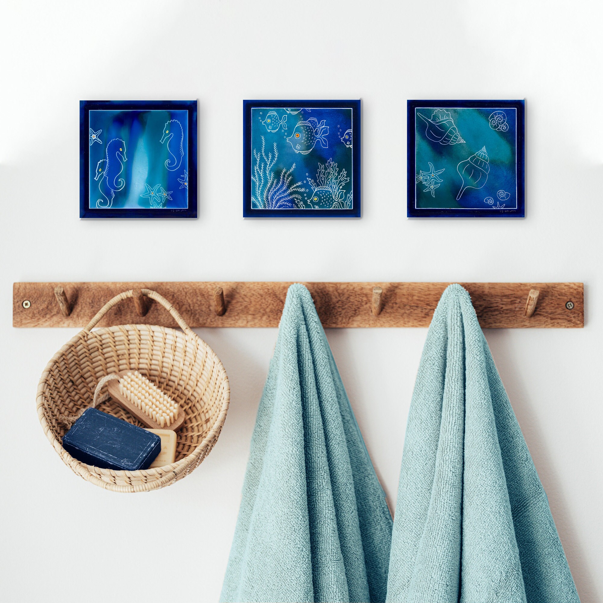 Decorative Tile, Mediterranean Tile, Fish, Ceramic Wall Art, Oceanic ...