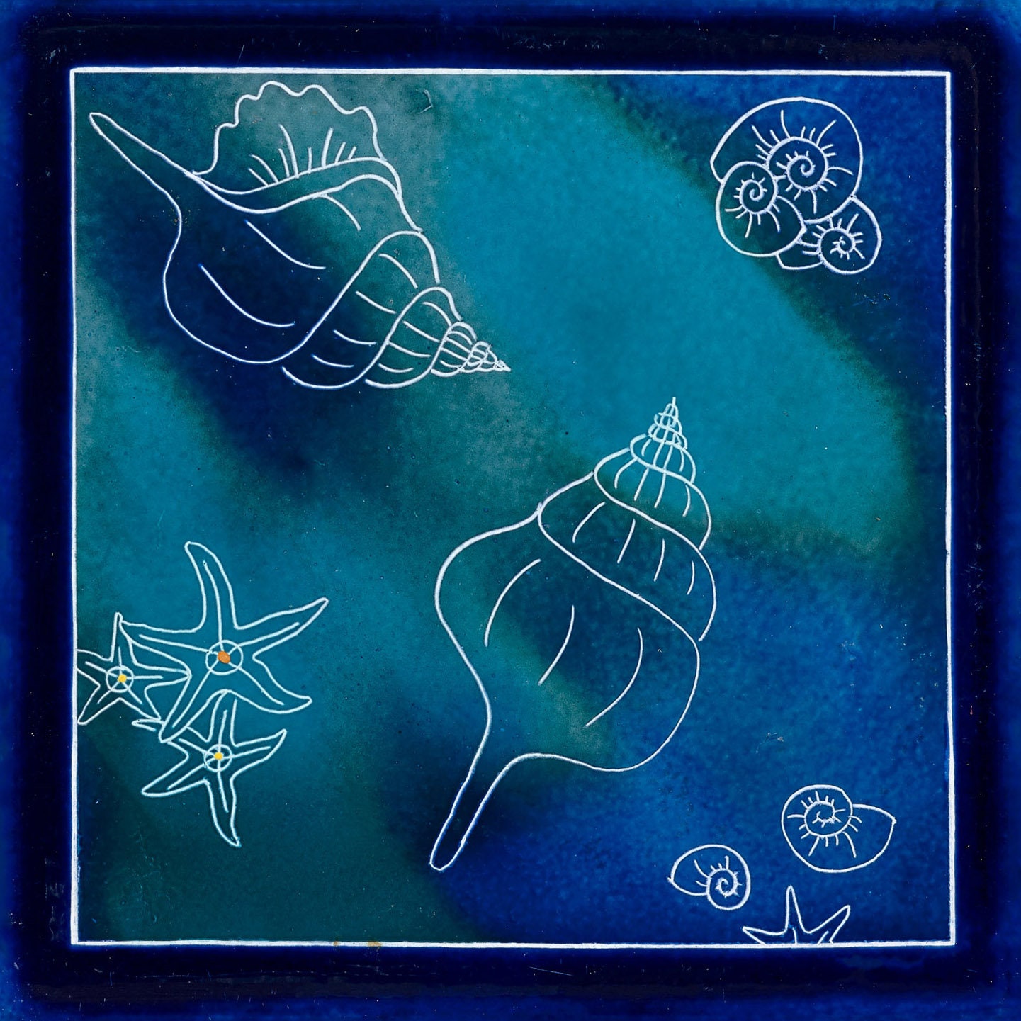 Set of 9 Sealife Ceramic Tiles, Ocean Blue Art - Etsy